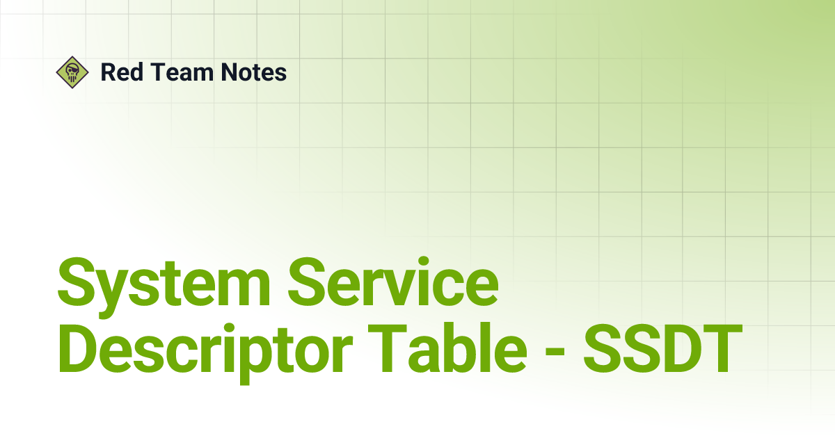System Service Descriptor Table - SSDT | Red Team Notes