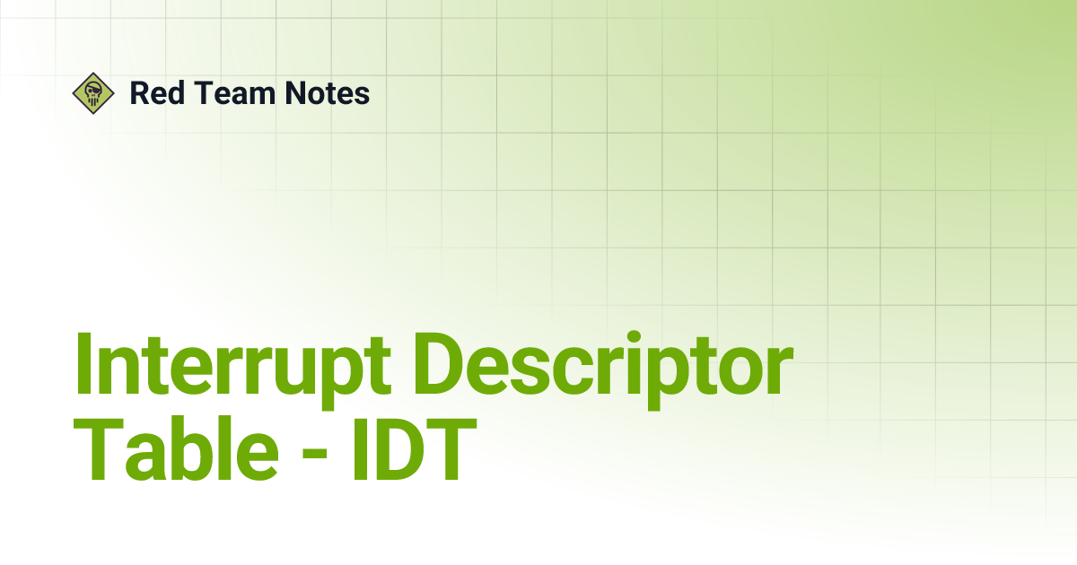 Interrupt Descriptor Table - IDT | Red Team Notes